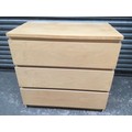 Three drawer chest of drawers 80cm x 77cm