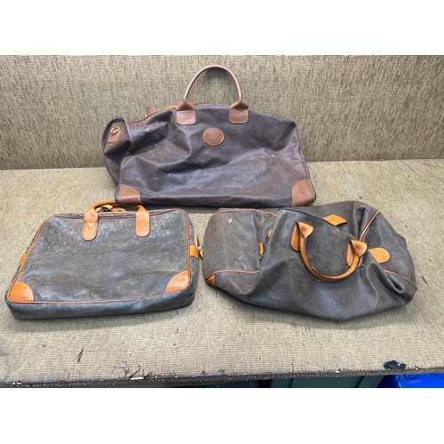 set of three Brics Italian leather designer luggage set.