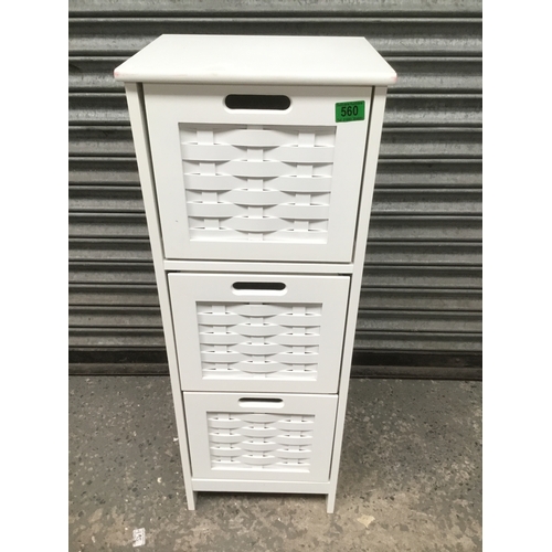 Three drawer basket style storage unit