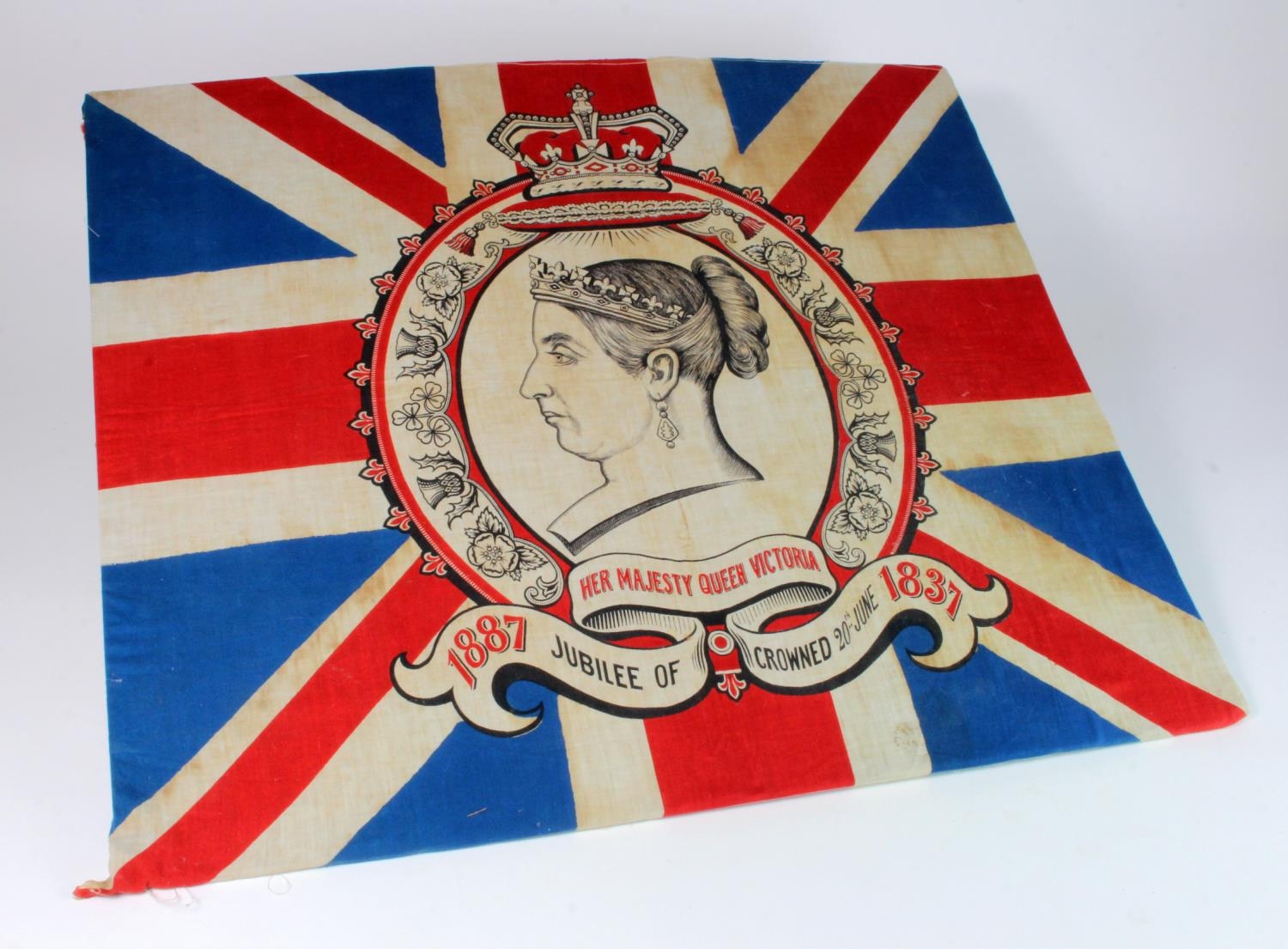 Queen Victoria 1837 - 1887 Jubilee Union Jack commemorative cloth panel ...