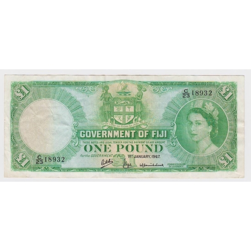 Fiji 1 Pound dated 1st January 1967, Last Date of issue, portrait Queen ...