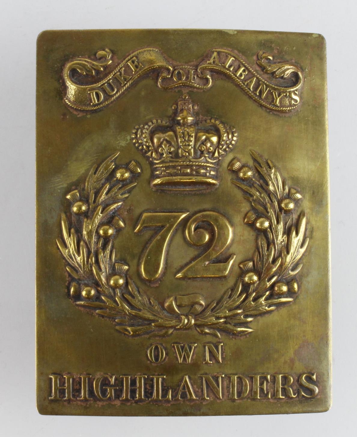 Pouch plate Duke of Albanys 72nd Own Highlanders.