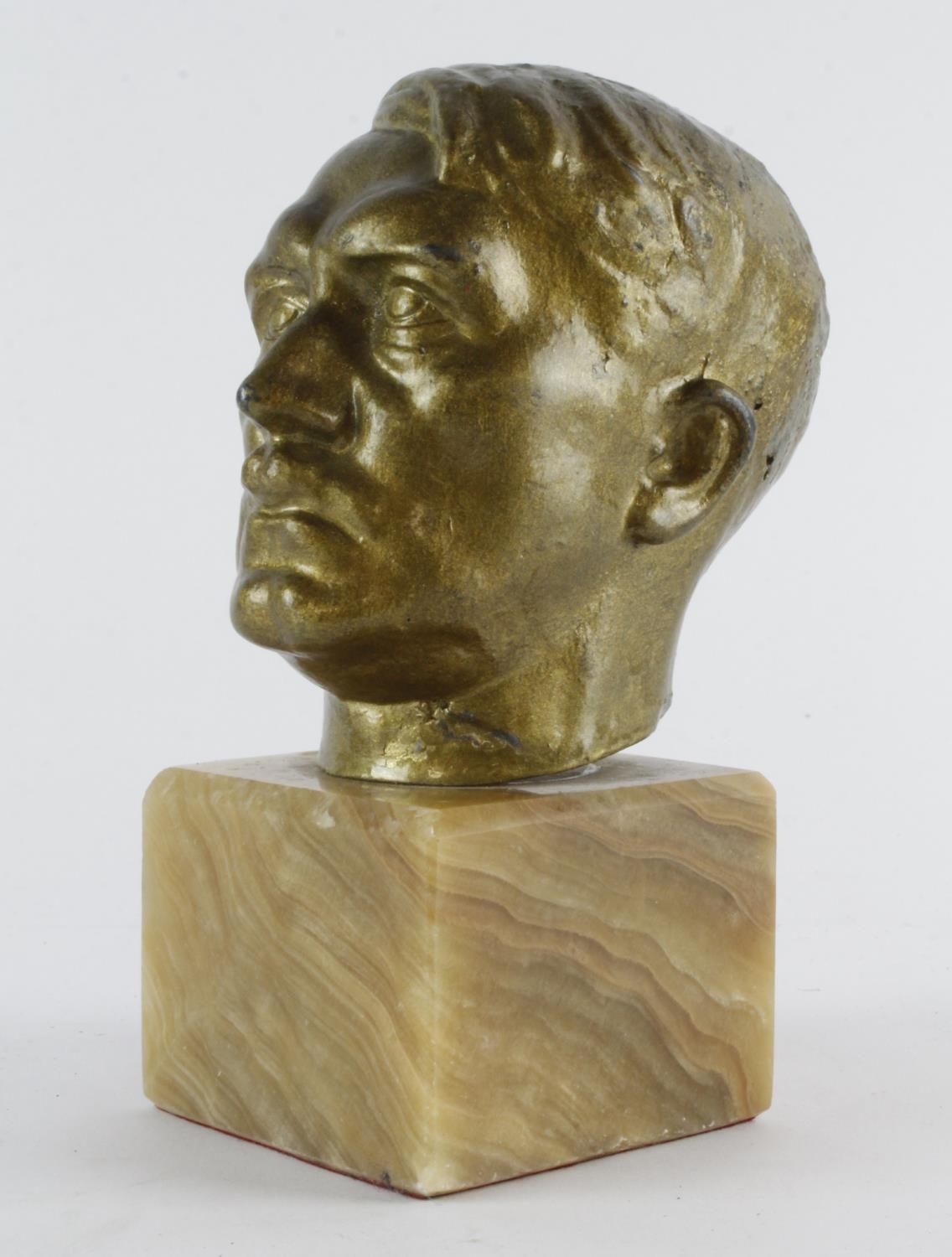 German Nazi small bust of Adolf Hitler mounted on marble base.