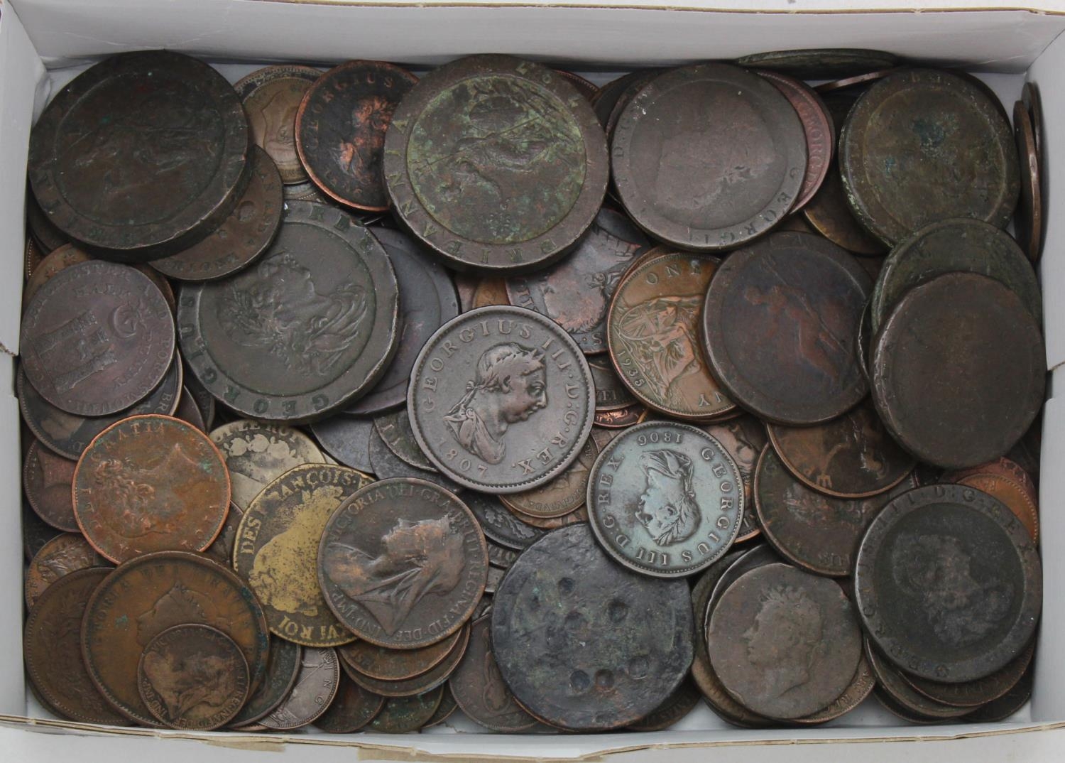 GB & World copper & bronze coins and tokens, 17th-20thC, large quantity ...