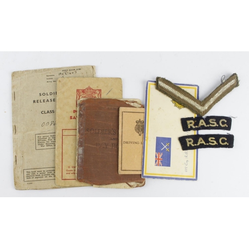 RASC Soldiers service and discharge documents badges etc., to Cpl ...