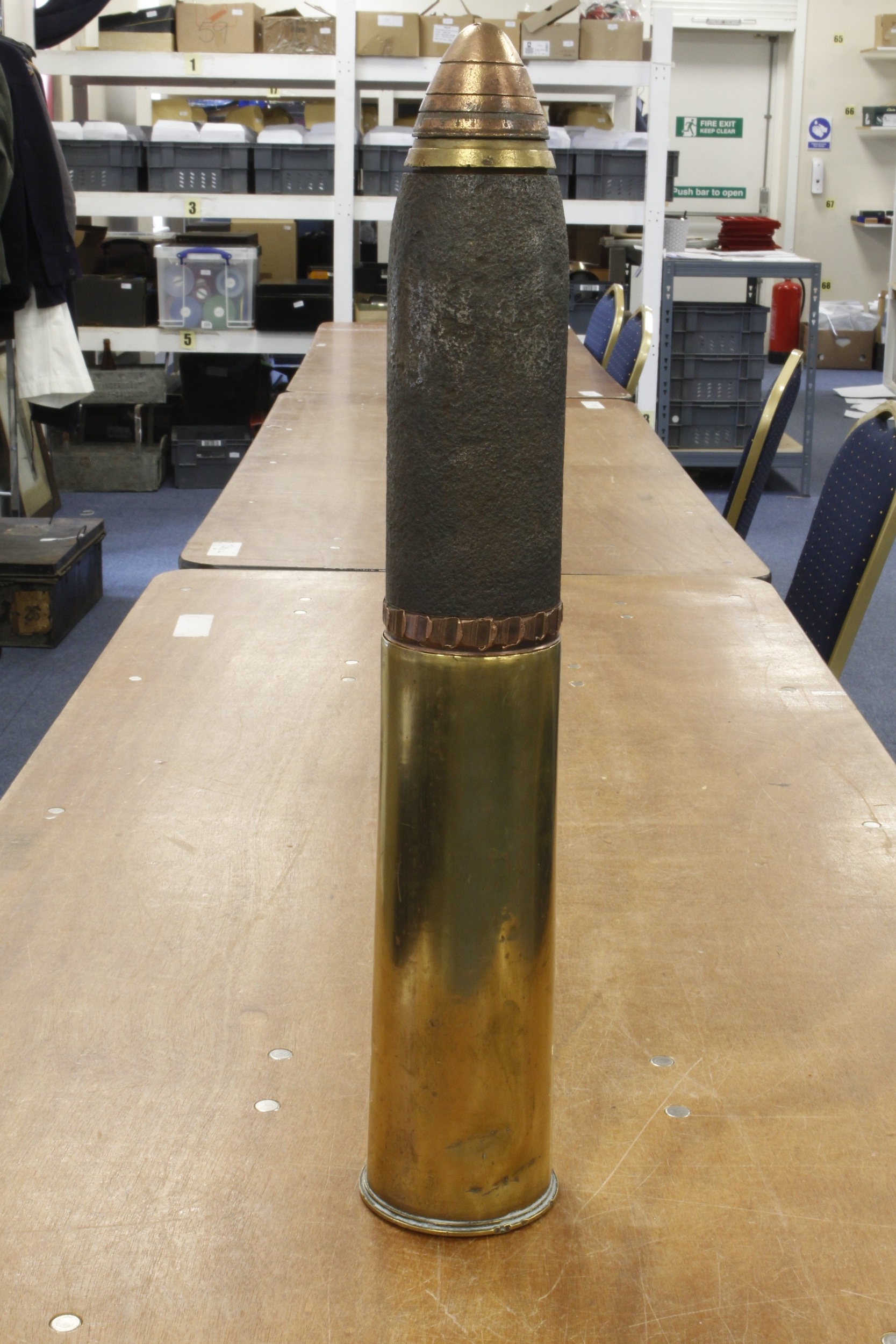 WW1 18pr shrapnel shell with brass case deactivated.