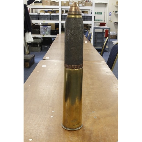 WW1 18pr shrapnel shell with brass case deactivated.
