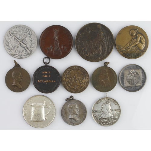 Army prize medals / Rifle Clubs inc ATA. Silver noted. (12)