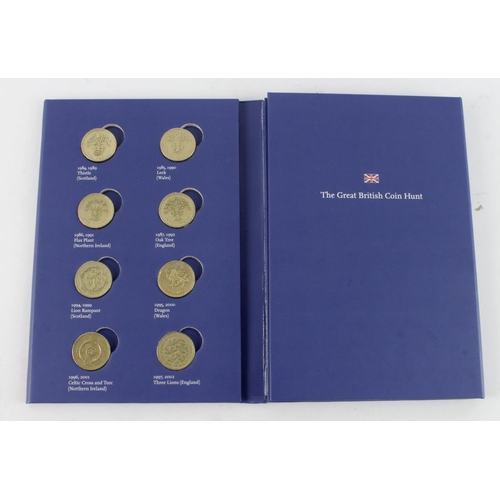GB £1 Coins (26) housed in a 'Great British Coin Hunt' album, complete ...
