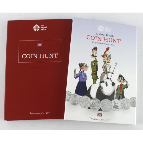 GB 50p's (41) housed in two 'Great British Coin Hunt' albums (one red ...