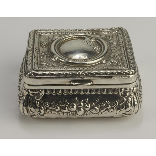French silver snuff box (possibly late 18th c.) bears marks on base for ...