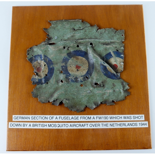 German section of fuselage from a FW 190 which was shot down, showing ...