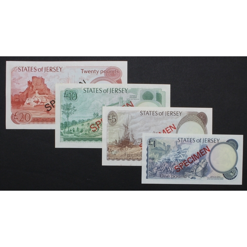 Jersey (4), a group of SPECIMEN notes, 20 Pounds, 10 Pounds, 5 Pounds ...