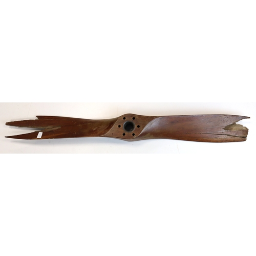 Aircraft propeller from crashed aircraft both wooden blades broken off ...