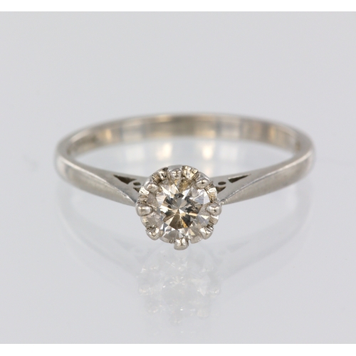 Platinum diamond solitaire ring, single round brilliant cut, total ...