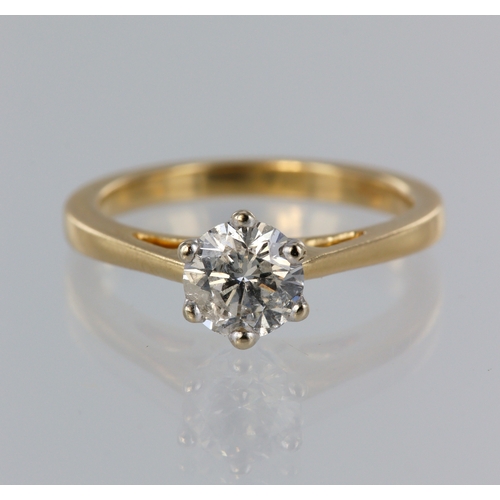 18ct yellow gold diamond solitaire ring, round brilliant cut, total ...