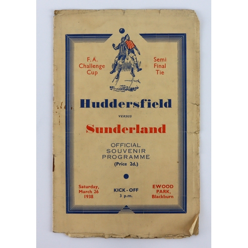 Football programme - Huddersfield v Sunderland 26/3/1938 FA Challenge ...