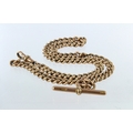 9ct rose gold single Albert chain, uniform curb links (each stamped ...