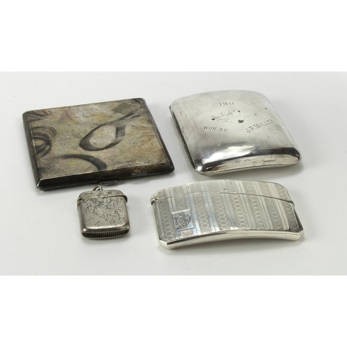 Mixed Silver. Four silver hallmarked cases, comprising two cigarette ...