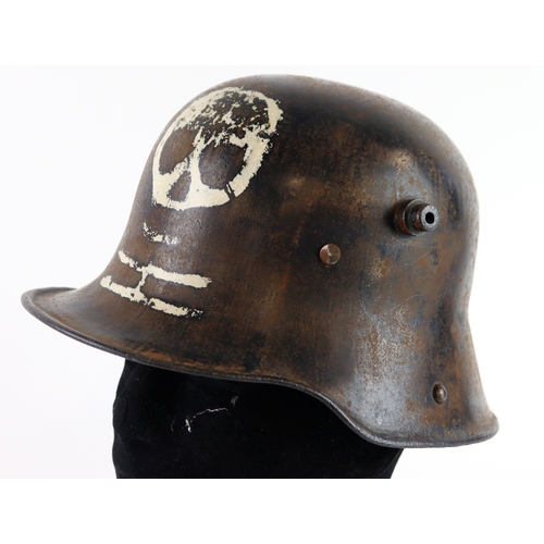 German WW1 1916 pattern steel helmet with skull painted to the front ...