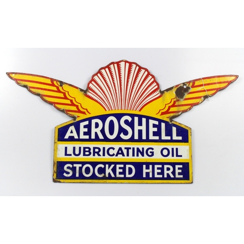Aeroshell. An original 'Aeroshell Lubricating Oil Stocked Here' double ...
