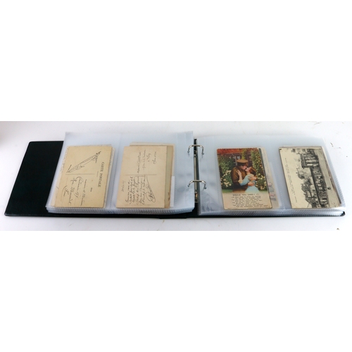 Military WW1 postcard collection housed in modern binder, wide range of ...