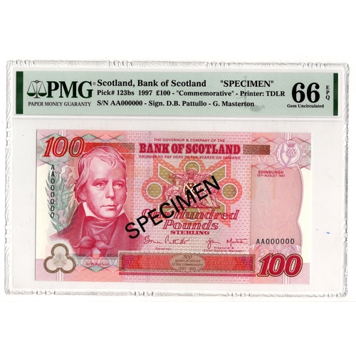 Scotland, Bank of Scotland 100 Pounds dated 18th August 1997, SPECIMEN ...