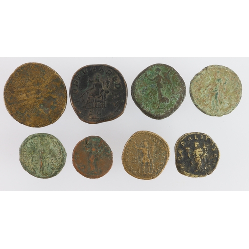Roman bronze coins (8) including a low grade Sestertius of Matidia ...