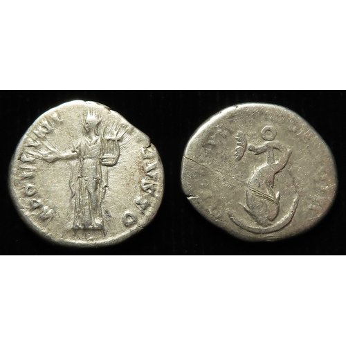 Roman Imperial (2) silver Denarii: Antoninus Pius, Rome; Apollo ...