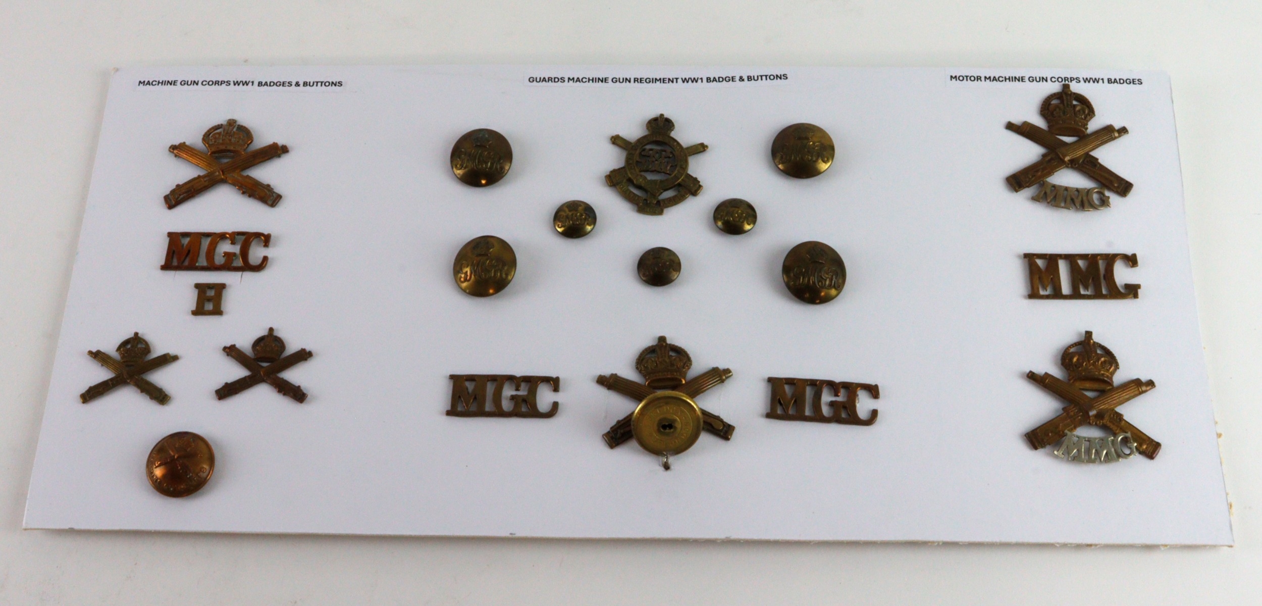 BADGES & BUTTONS WW1 MACHINE GUN CORPS, GUARDS MACHINE GUN REGIMENT ...