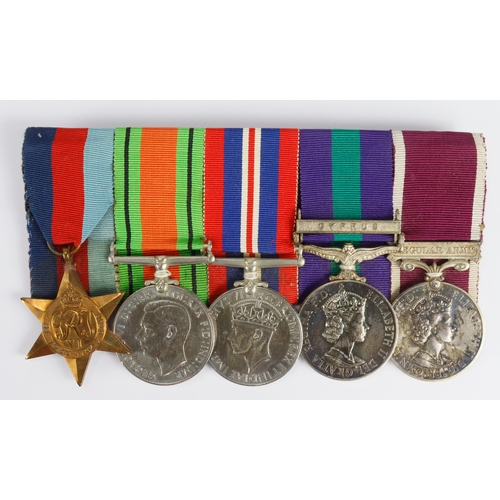 Group mounted as worn - 1939-45 Star, Defence & War Medals, GSM QE2 for ...