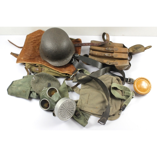 German WW2 military equipment including helmet shell etc crate full.