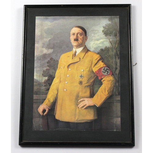 Hitler print on velum. ¾ pose. Rear stamp Munich.