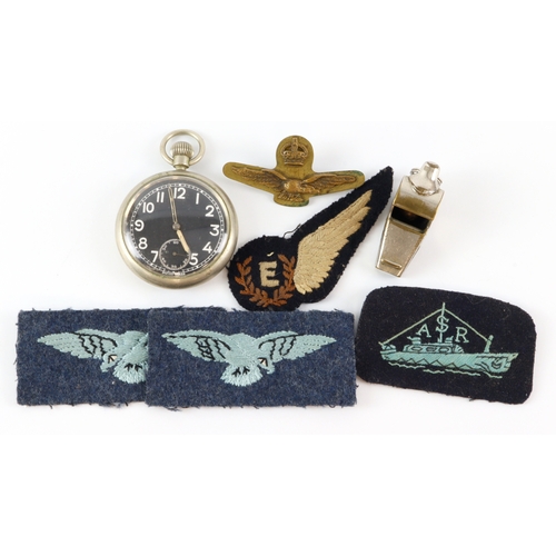 RAF WW2 AM marked pocket watch with AM marked survival whistle and ...