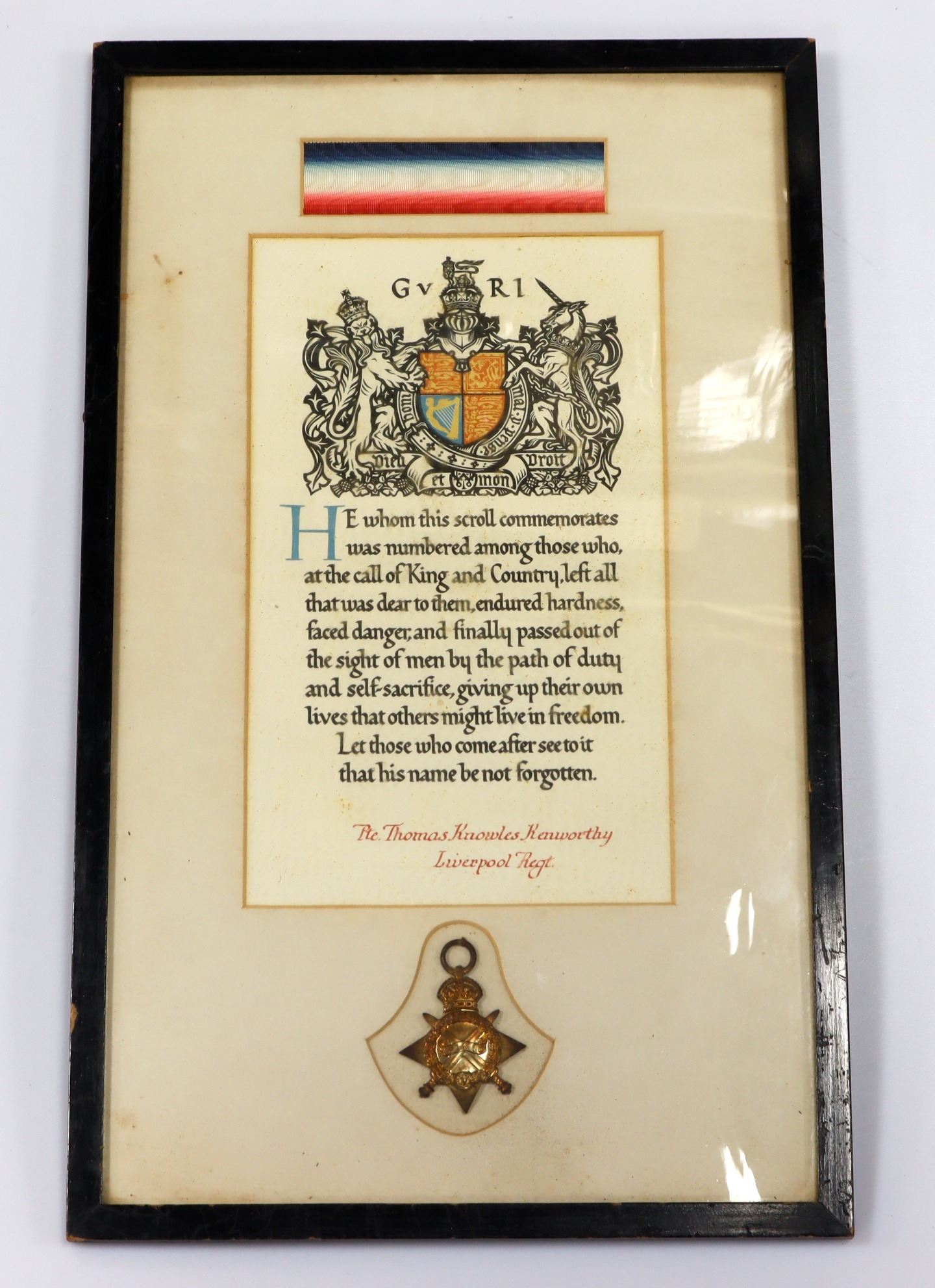 1915 Star + Casualty Scroll mounted in original glazed frame for (15925 ...