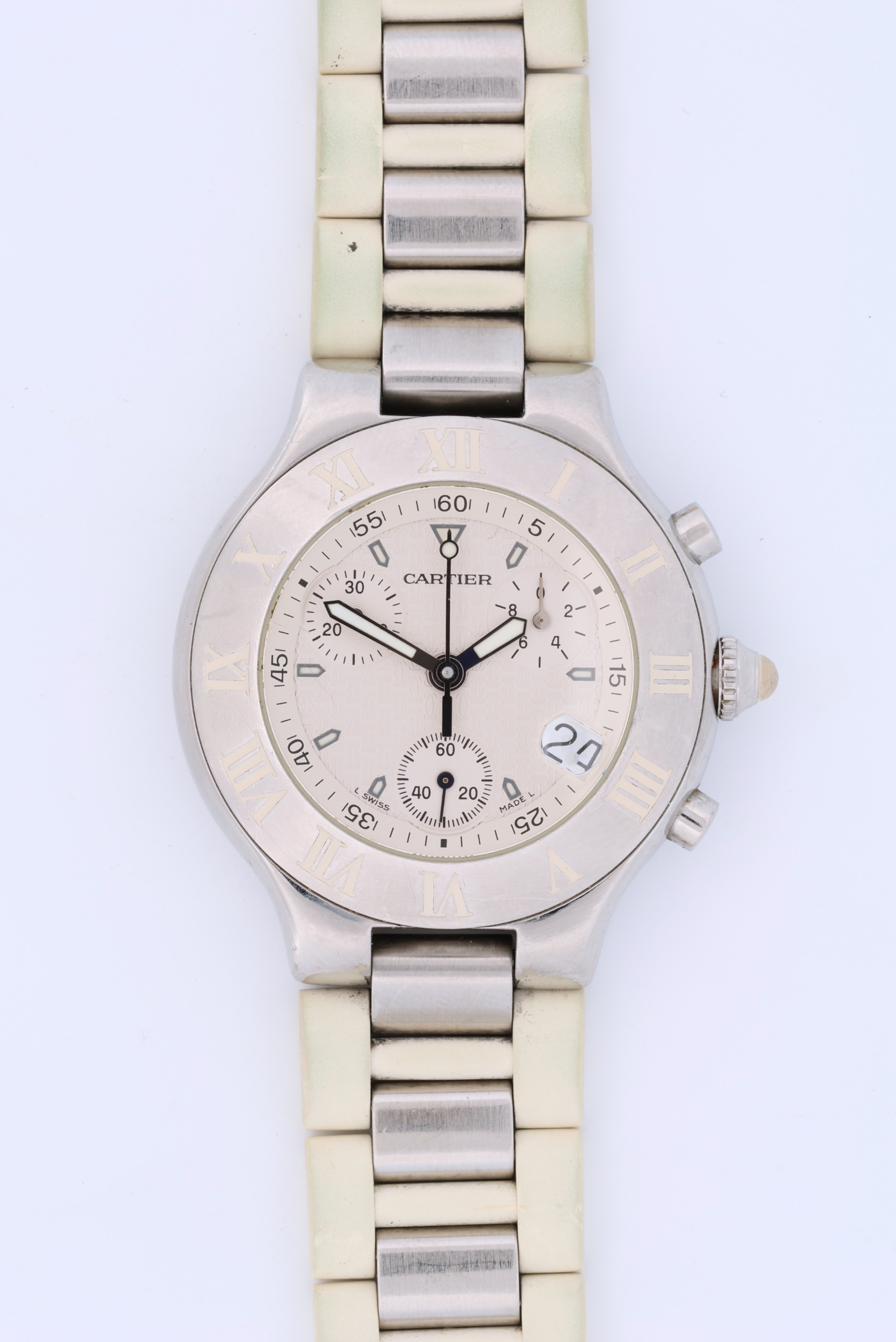 Cartier Chronoscaph 21, stainless steel, ref. 2424, circa 2000s. The ...