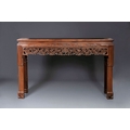 A large Chinese jichimu wooden 'tiaoan' with lingzhi and chilong design ...