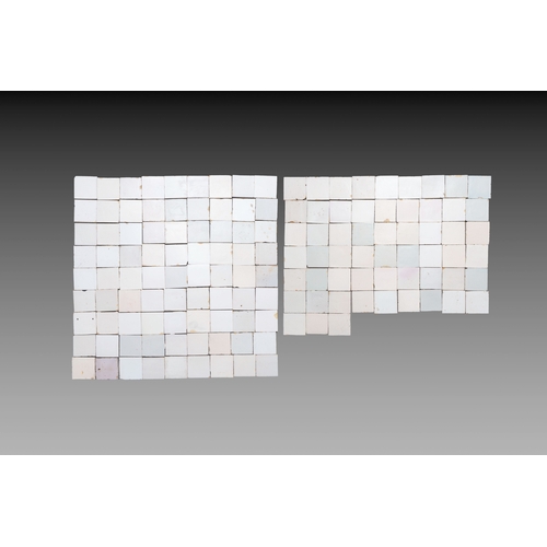 138 plain white Dutch Delft tiles, 18/19th C.Dim.: ca. 13 x 13 x 0,8 cm