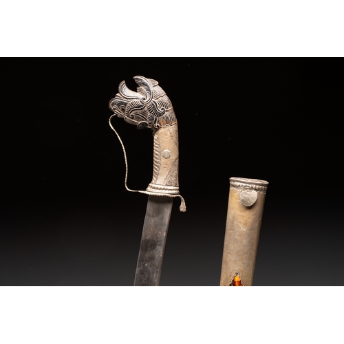 An Indonesian 'pedang palembang' sword with a silver-alloy-mounted and ...