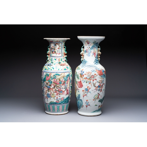 Two Chinese Canton famille rose vases with narrative design, 19th C.H ...