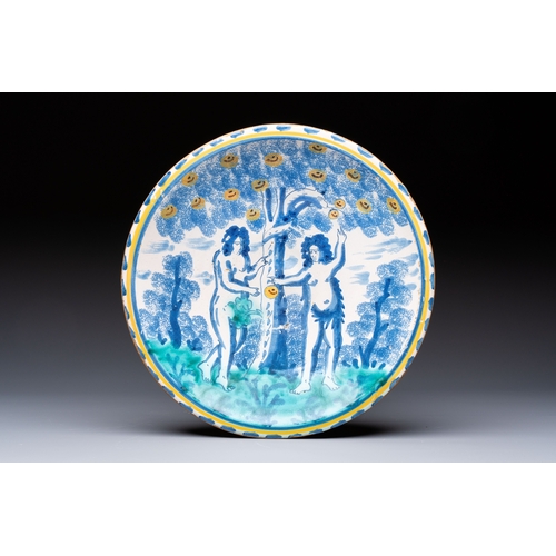 A polychrome English Delftware 'Adam and Eve in the Garden of Eden ...