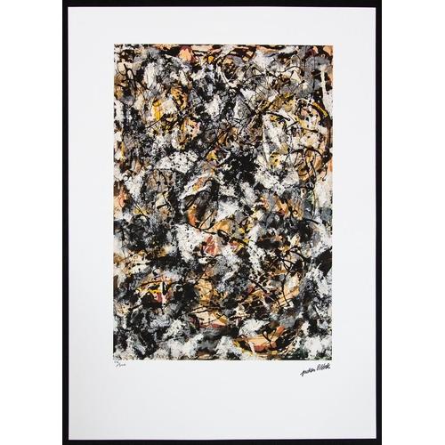 Jackson Pollock (after) "Composition With Red Strokes" sheet size 50 x ...