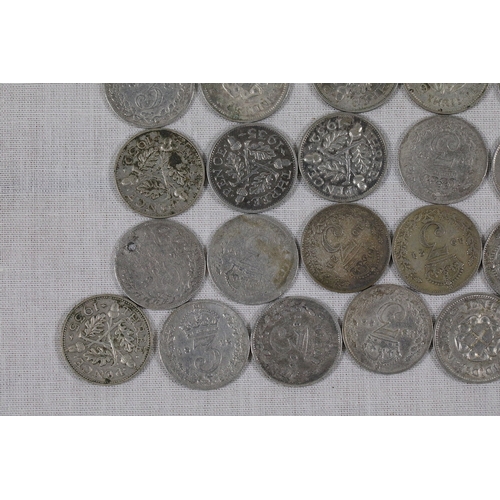 British pre decimal threepence and small silver selection, 31 coins ...