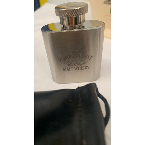 Three Vintage Famous Grouse Jugs and Five Famous Grouse Hip Flasks In ...