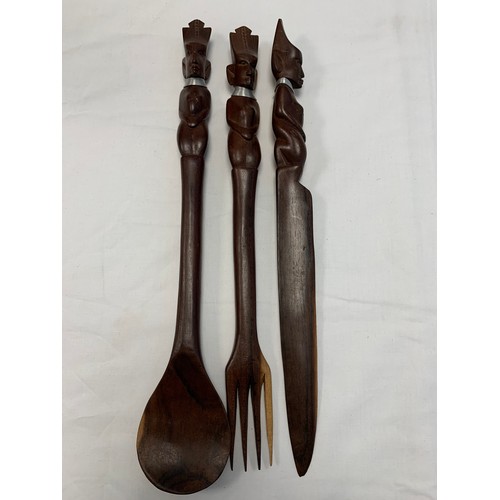 African Tribal Cutlery Set, Knife, Fork, Spoon