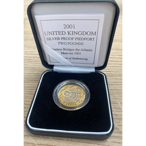2001 UK Silver Proof Piedfort YWP Two Pound Coin Wirless Bridge The ...