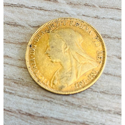 1894 Full Gold Sovereign Coin, Gross Weight 7.94 grams. 22.05mm