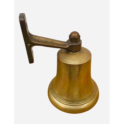 Solid brass ship's bell with integral bulkhead mounting arm and nut ...