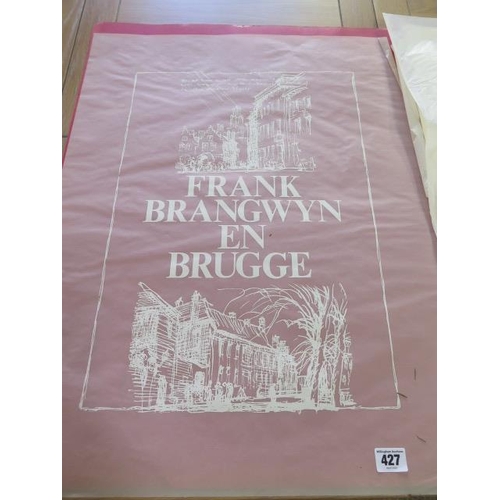 Frank Brangwyn coloured etching 118/500 En Brugge unframed but with original folder - 50cm x 65cm