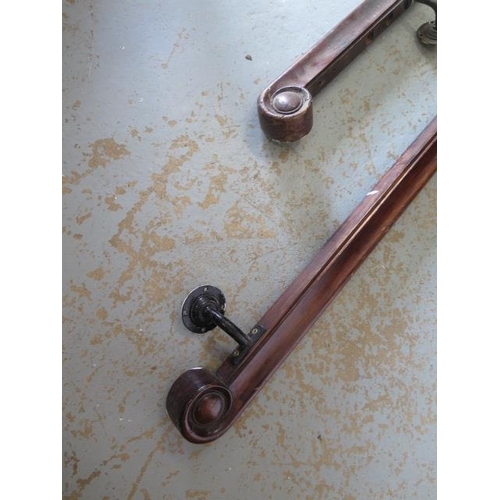 Two Victorian mahogany banister rails with scroll ends - Length 260cm ...